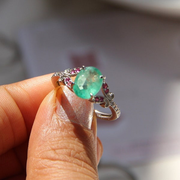 Ruby Emerald Ring - Etsy