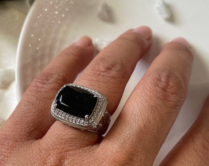 Natürlicher Schwarzer Onyx Ring - Handgemachter Edelstein Ring ...