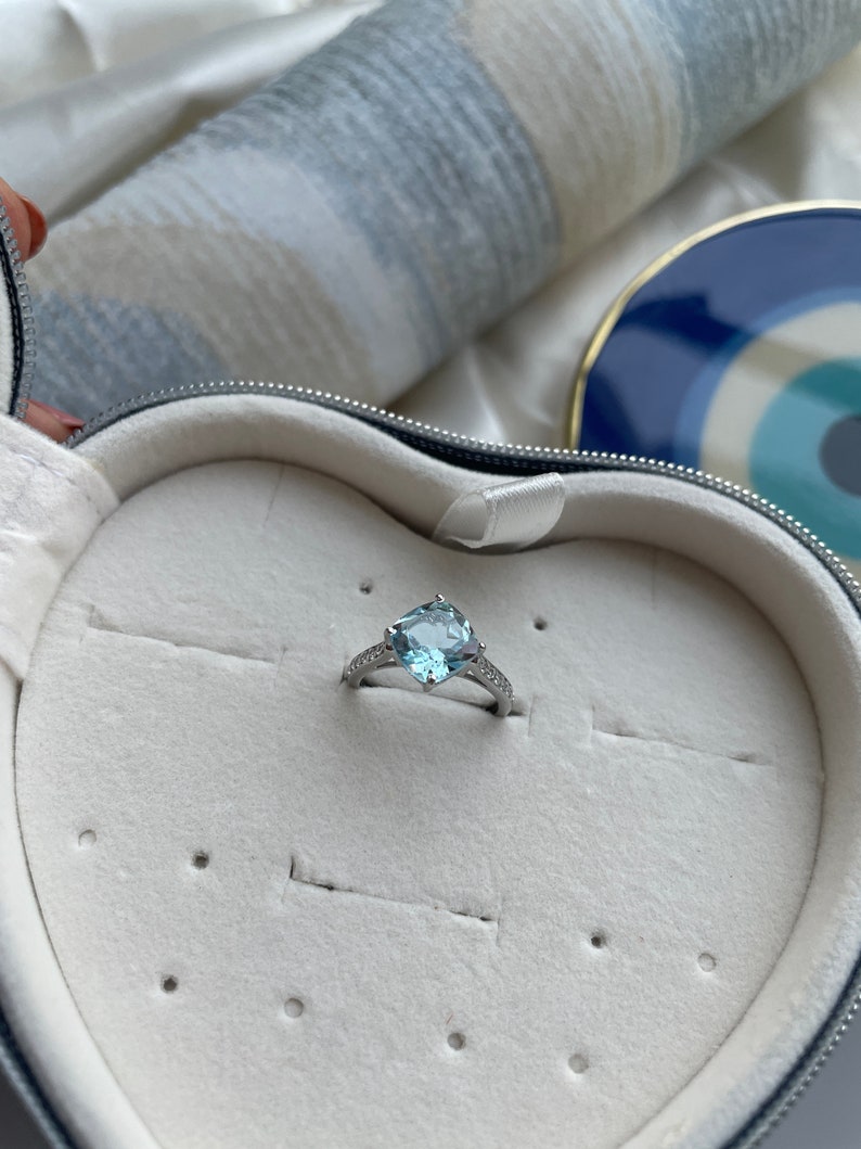 Delicate Sky Blue Topaz Birthstone Ring/silver - Etsy