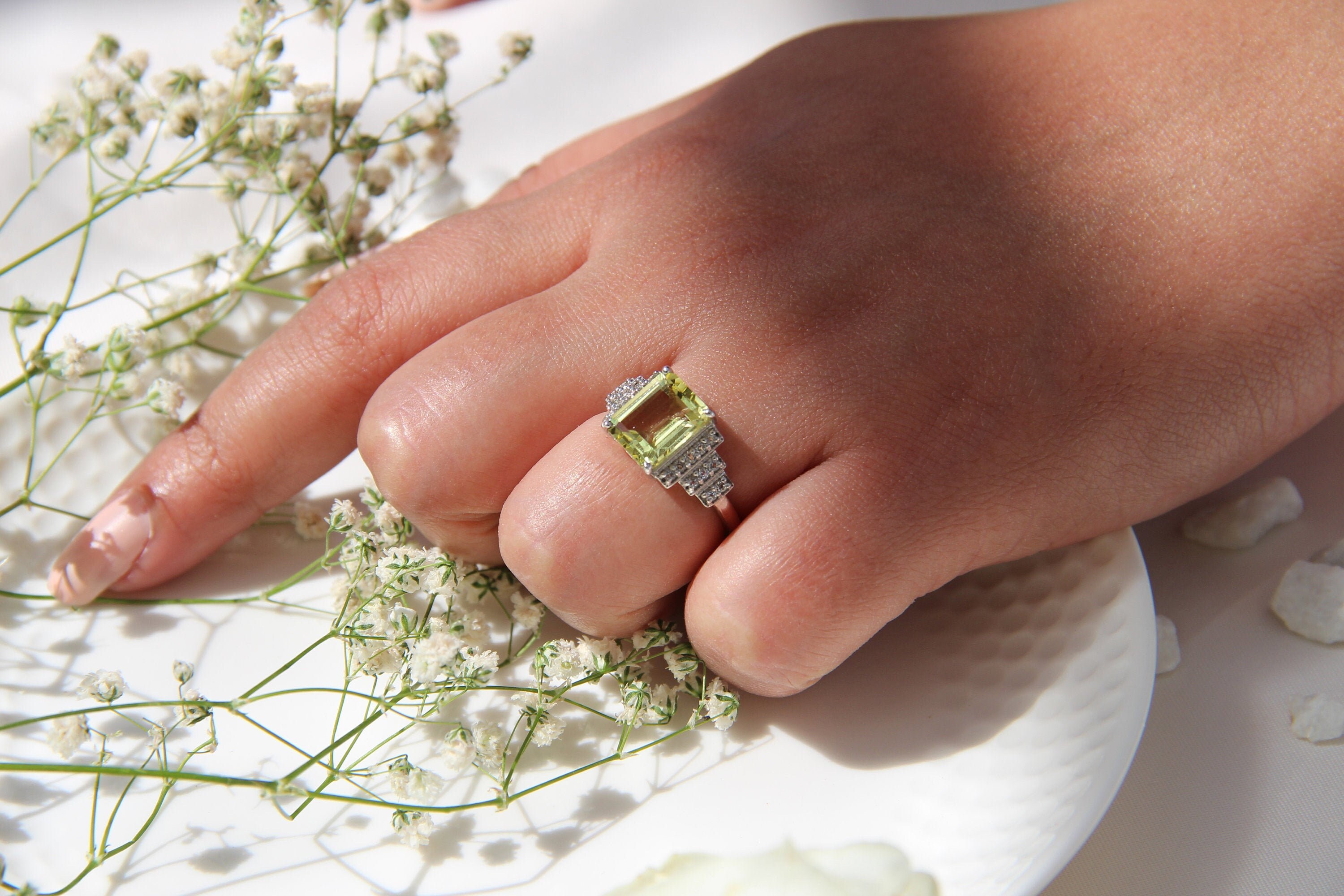 LEMON QUARTZ RING Engagement ring wedding ring statement | Etsy