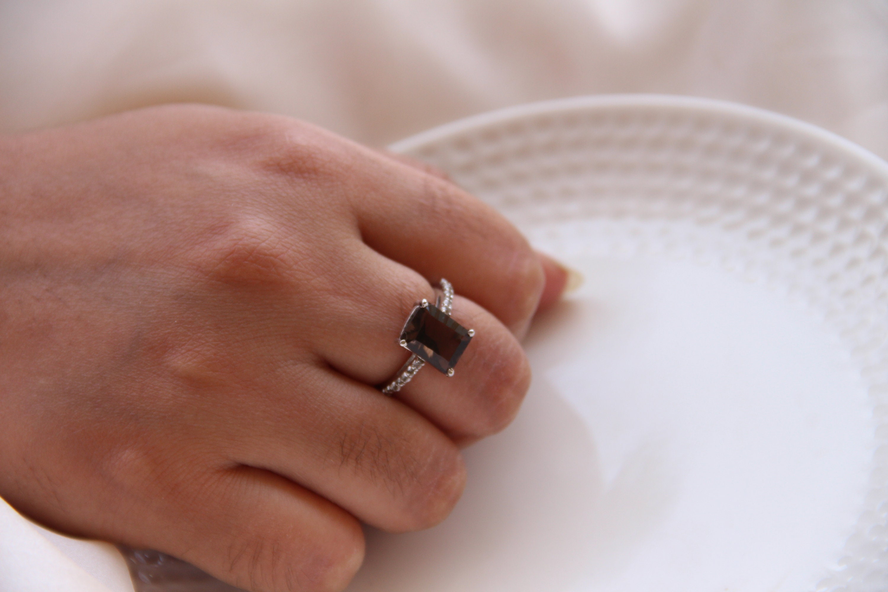 NATURAL SMOKY QUARTZ ring wedding ring gemstone jewellery | Etsy