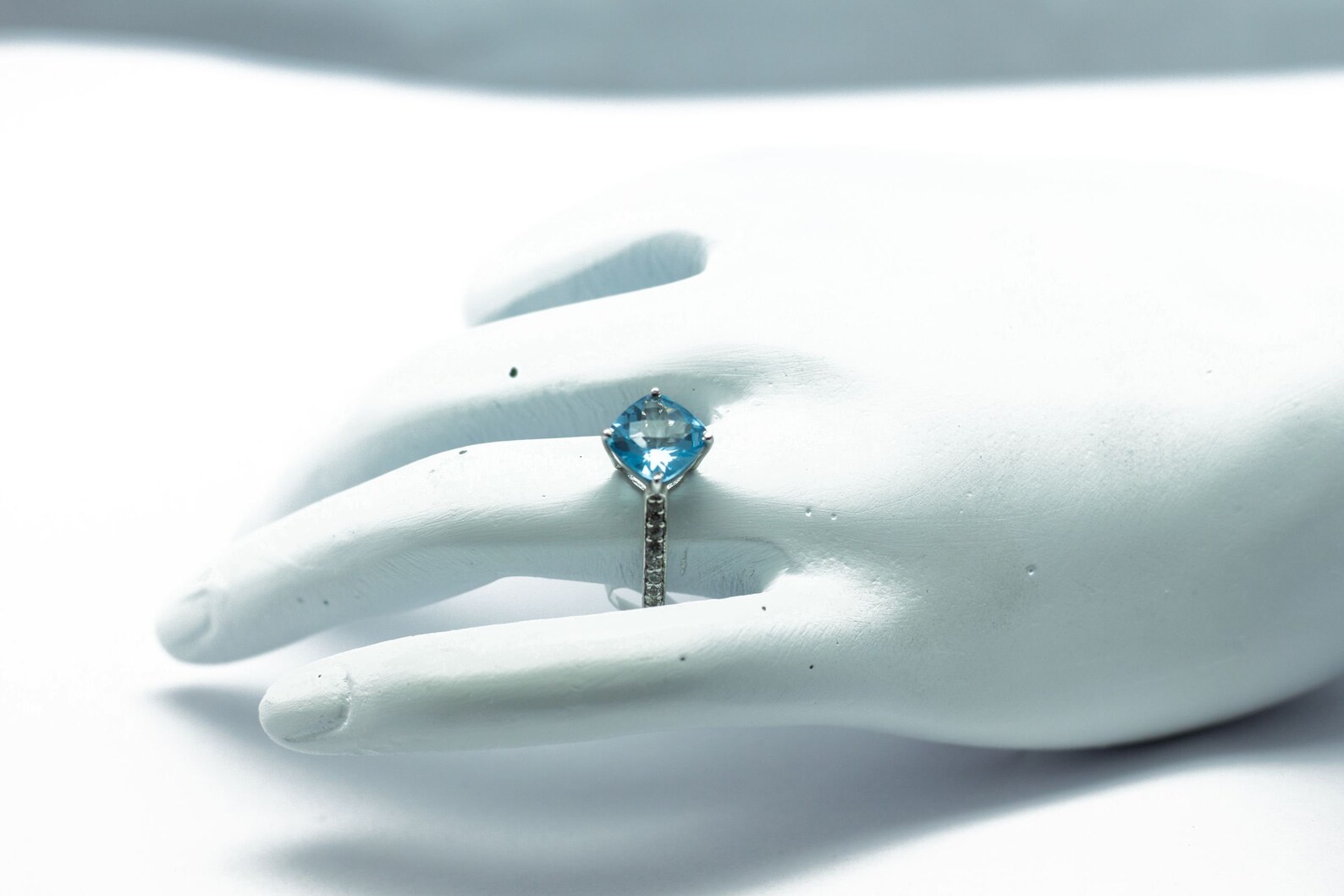 Delicate sky blue topaz birthstone ring/silver | Etsy