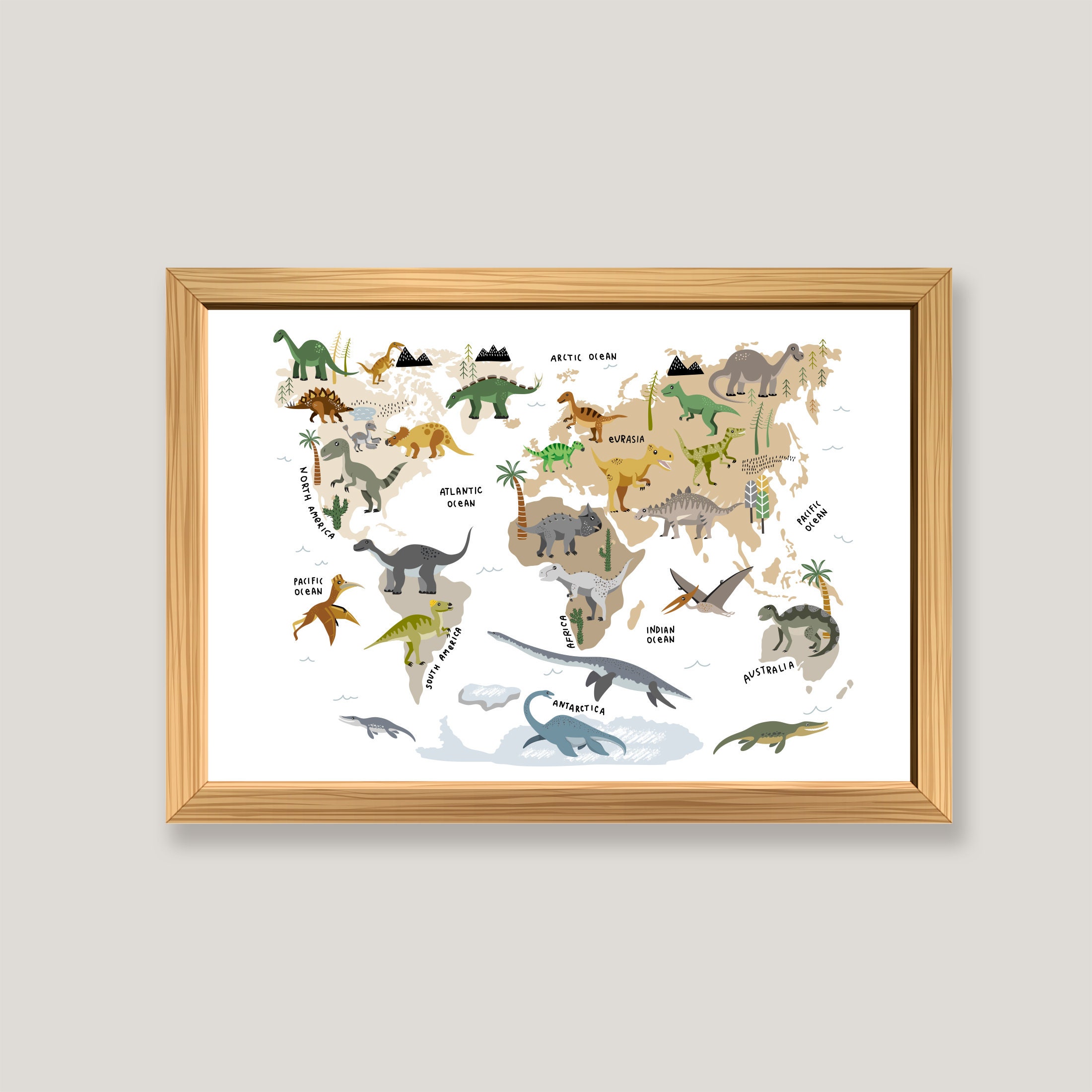 Dinosaur World Map Print Kids Print Kids Poster Children - Etsy UK