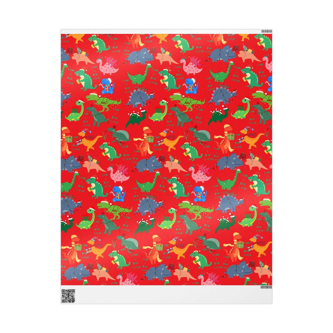 Dino X-mas Wrapping Papers - Etsy
