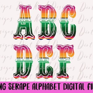 Drawing & Illustration Striped Letters and Numbers Monogram Serape ...