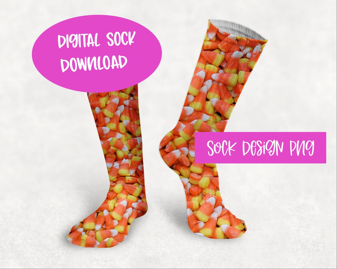 Socks Digital Design Template, Sock Sublimation Design, Candy Socks PNG ...