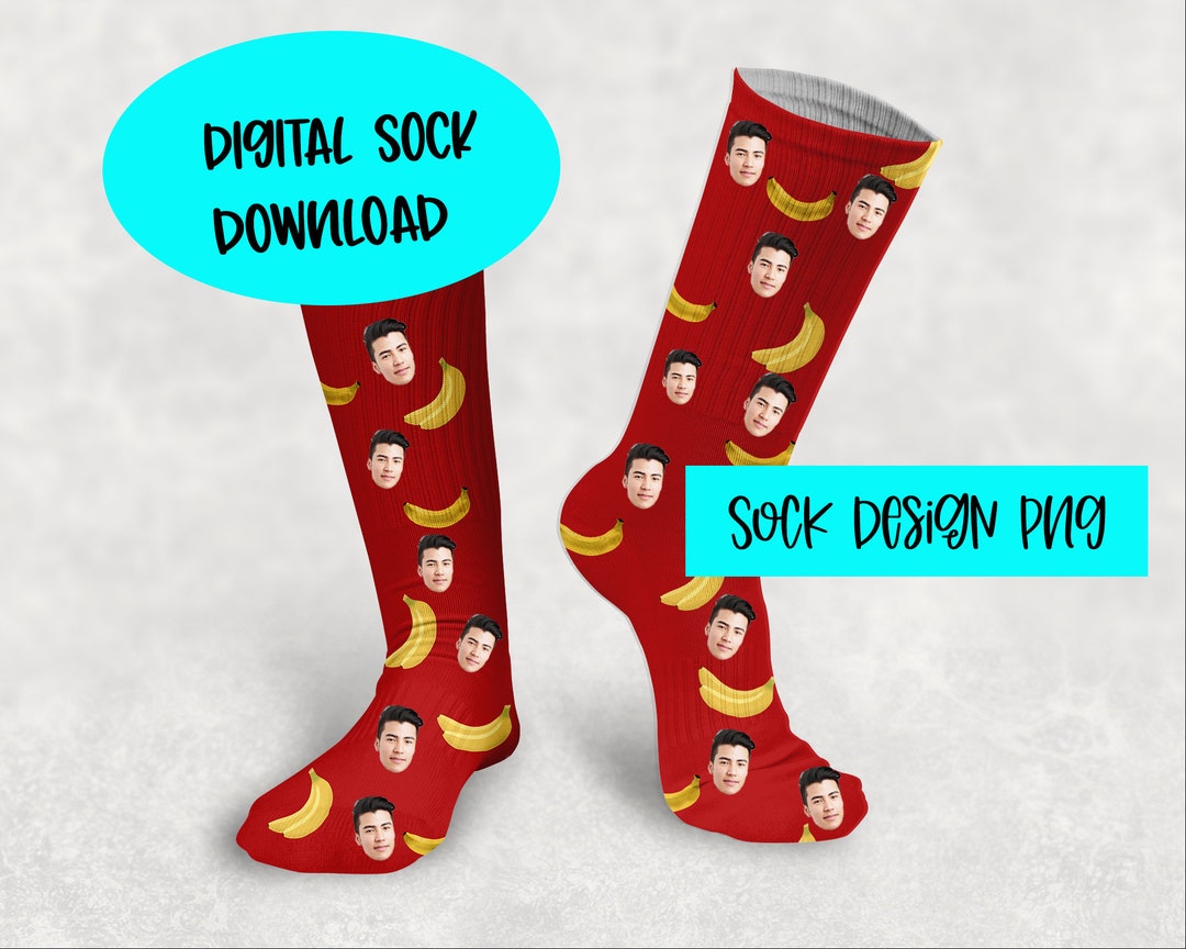 Sock Template, Sock Sublimation Design, Banana Socks, Sock PNG - Etsy
