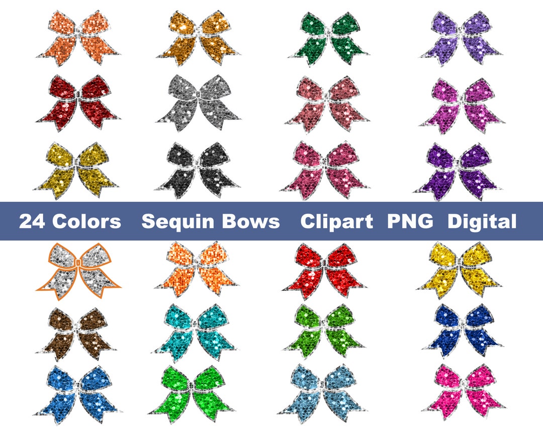 Cheer Bows, Cheerleader Bow, Glitter Bow, Sequin Bow, 24 Digital Bows ...