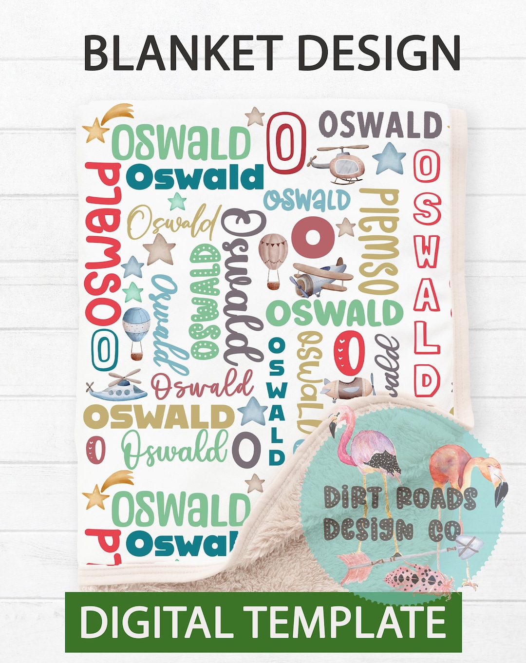 Baby Blanket Template, Sublimation Blanket Design, Customizable Name ...