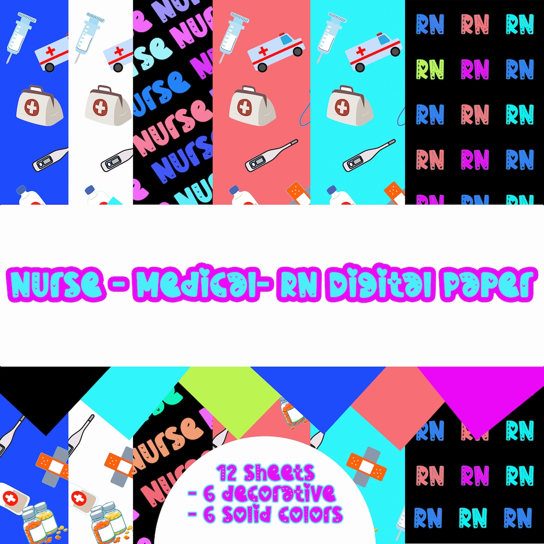 Digital Paper, Nurse Digital Paper,decorative 12x12 Paper, Medical ...