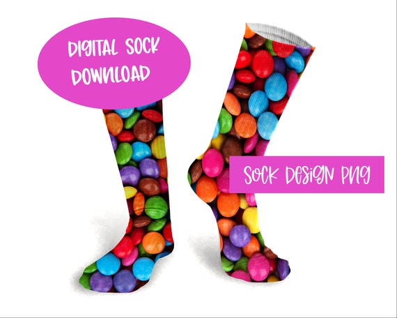 Socks Digital Design Template Sock Sublimation Design Candy - Etsy