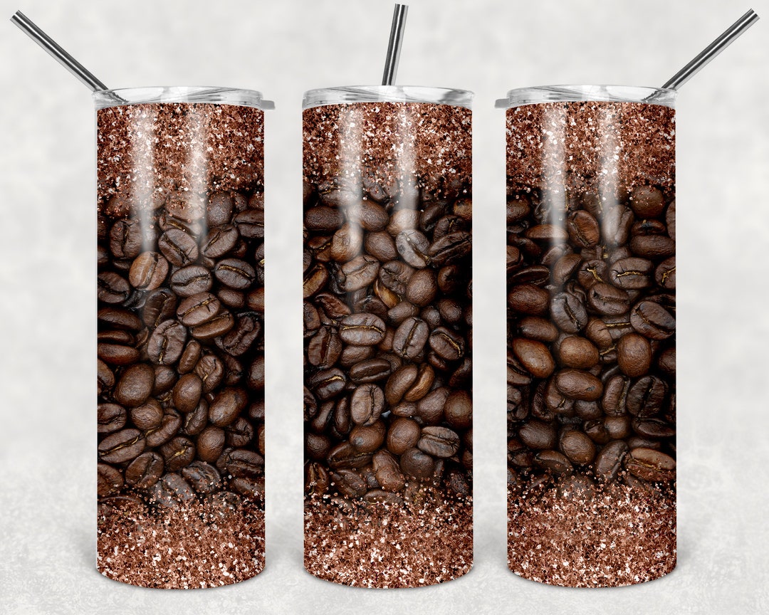 Tumbler Wrap, Coffee Bean and Glitter 20 Oz Skinny Tumbler Sublimation ...