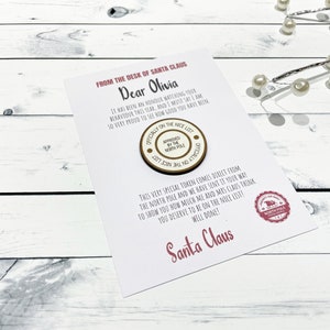 Personalised Nice List Acceptance Card and Pocket Hug, Nice List Token ...