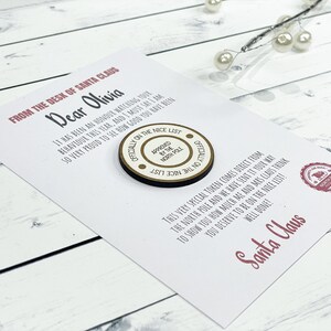 Personalised Nice List Acceptance Card and Pocket Hug, Nice List Token ...