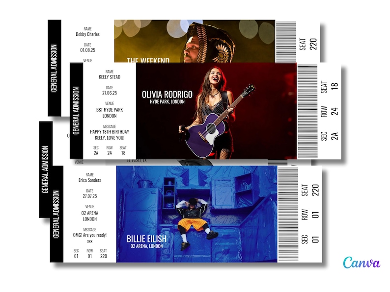 Editable Concert Ticket Template: Personalized Event Gift (digital ...