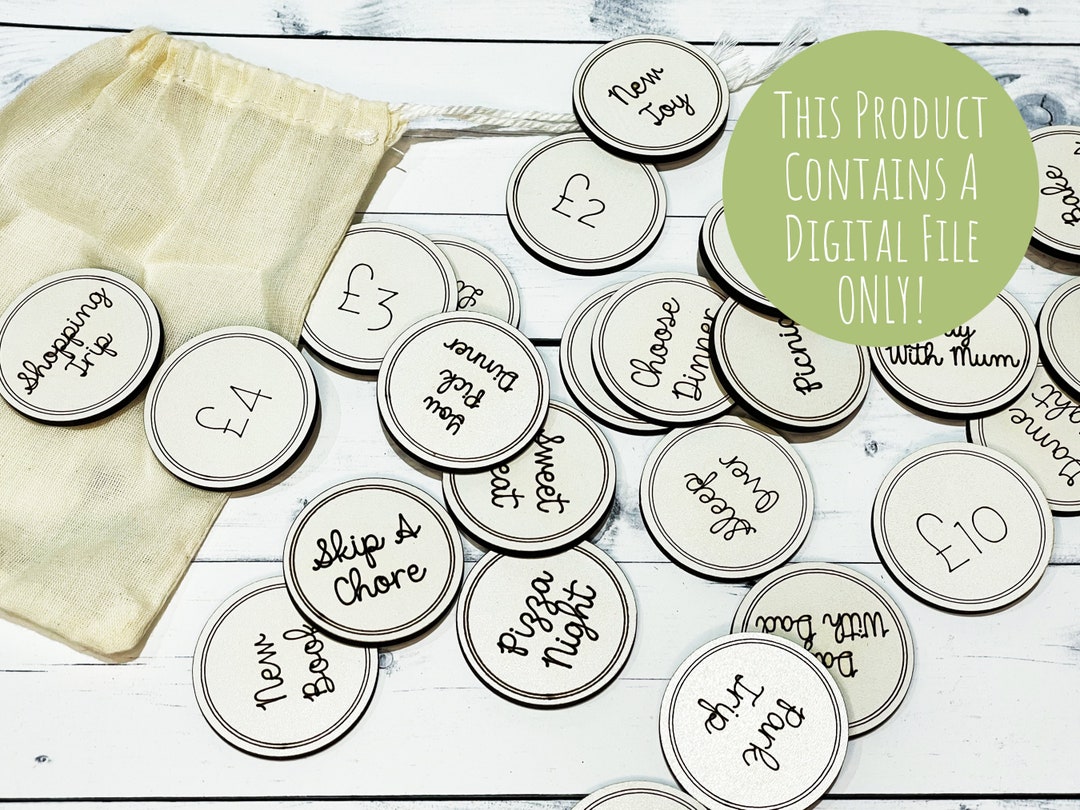 Reward Tokens SVG, Chore Tokens SVG, Glowforge Laser File, Omtech Laser ...