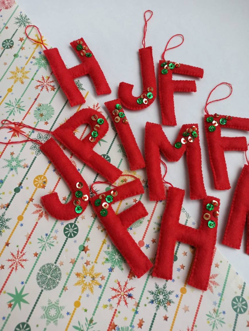 Felt Letter Ornament, Red Letters for Stockings and Gifts, Christmas ...
