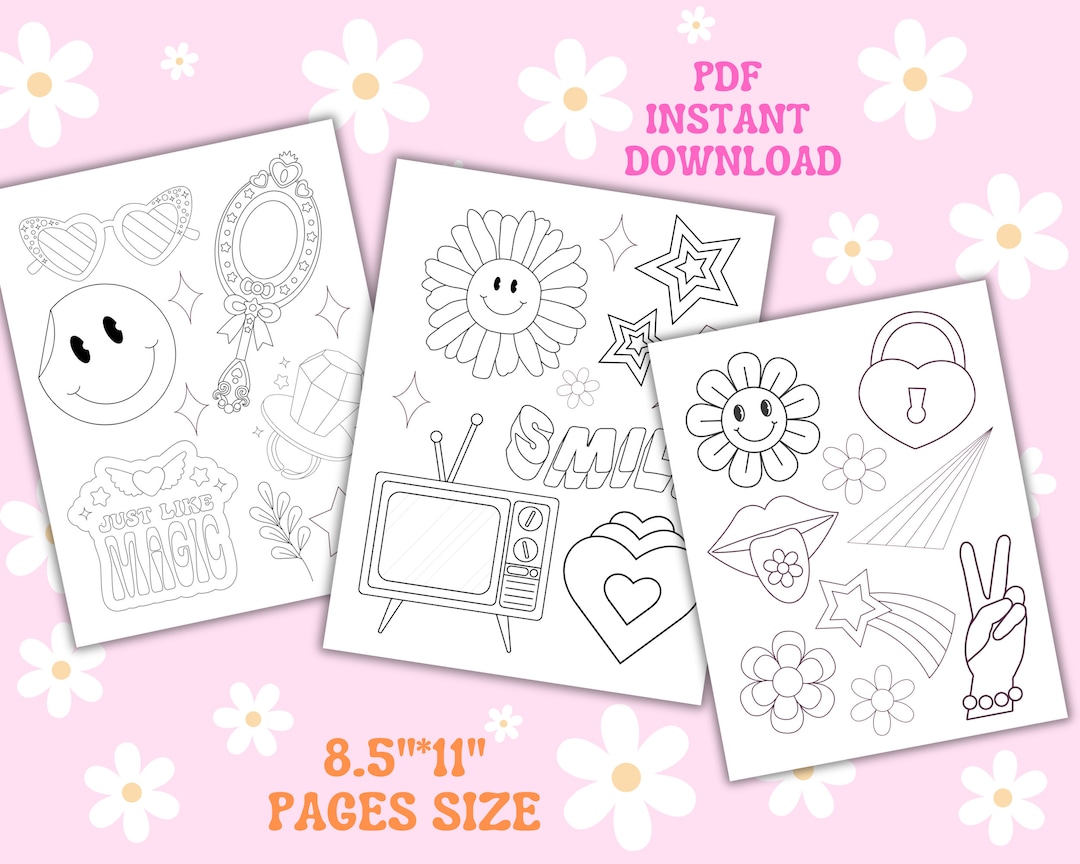 Printable Coloring Pages With Retro Groovy Theme, Groovy Kids Coloring ...
