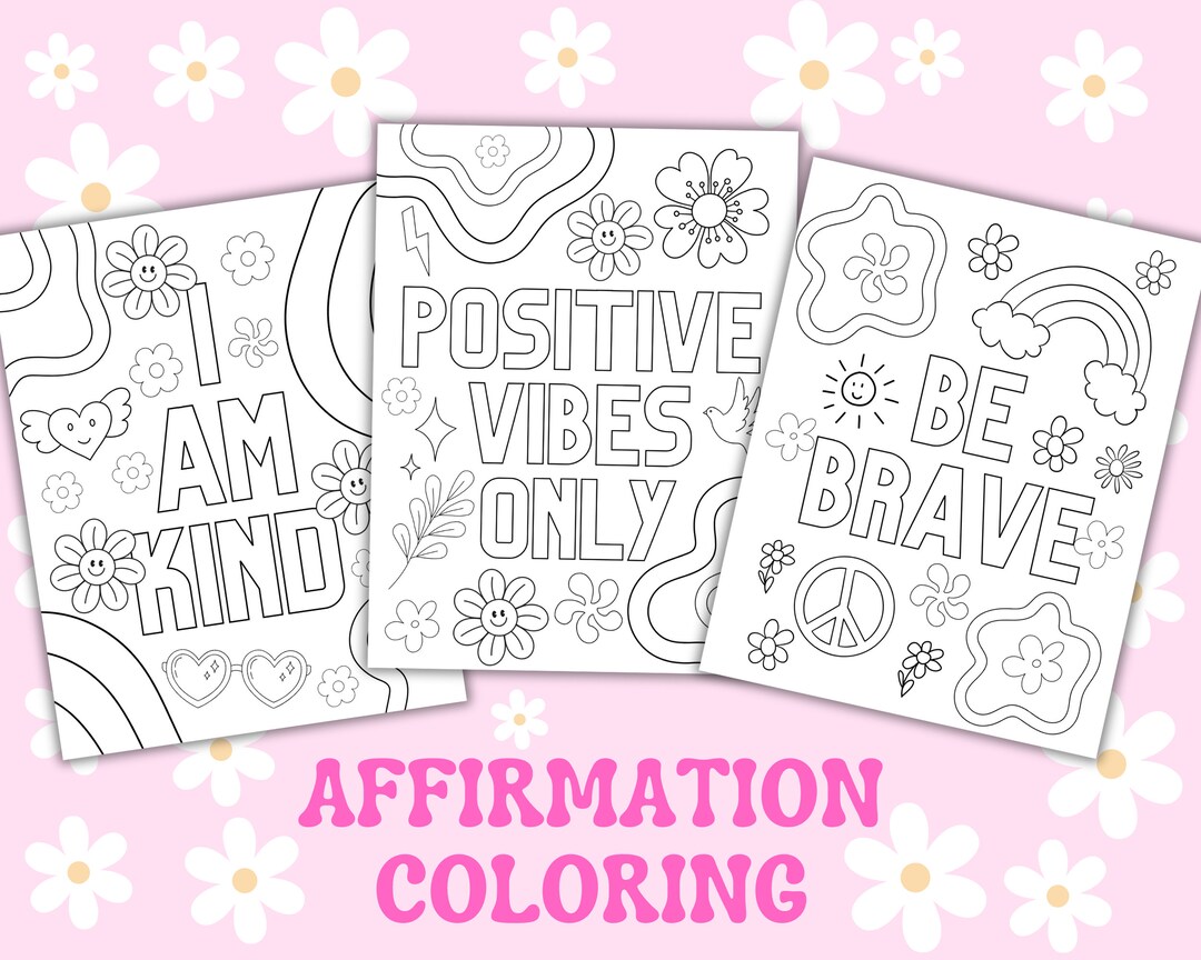 Groovy Affirmation Coloring Pages, Kids Positivity Coloring Pages ...