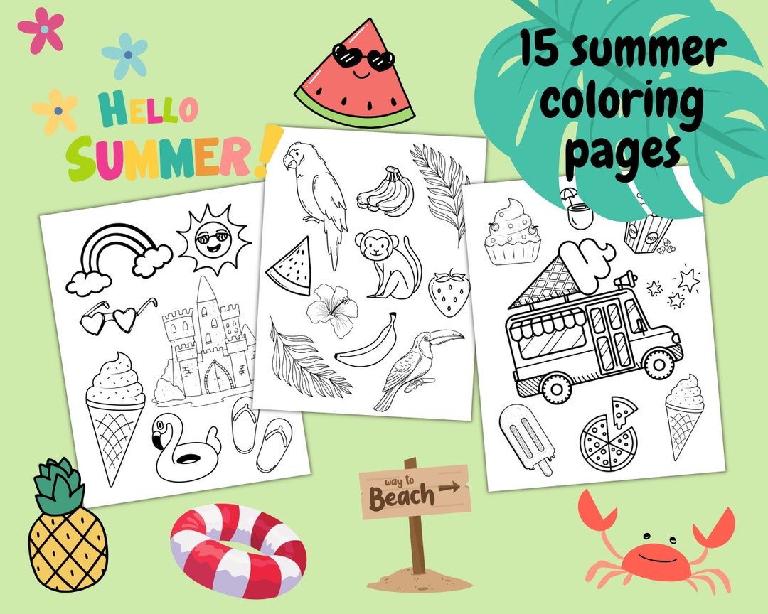 Summer Activity Coloring Pages for Kids, Kids on the Beach Coloring ...