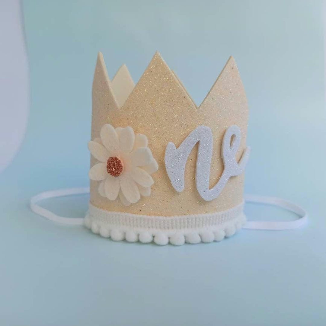 Beige and White Daisy Birthday Crown, Groovy One Birthday, Boho Daisy ...