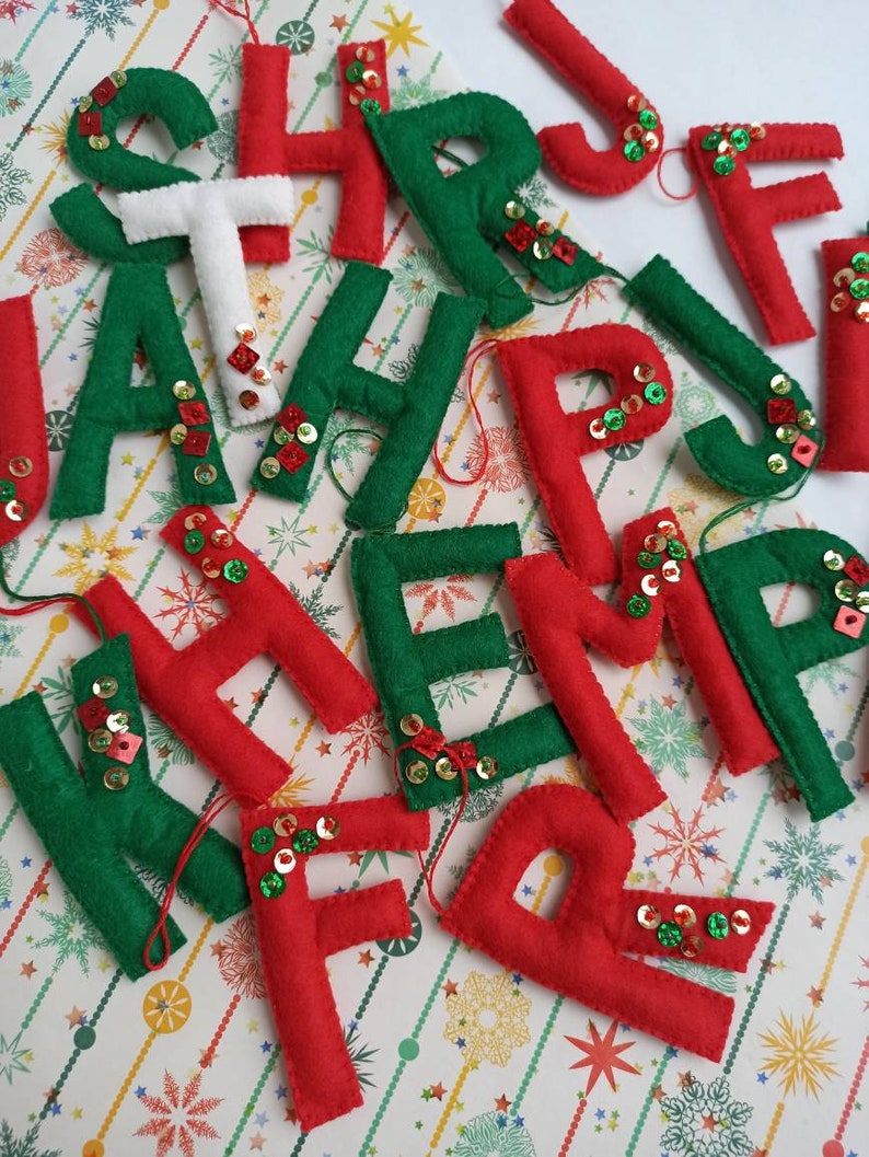 Felt Letter Ornament, Red Letters for Stockings and Gifts, Christmas ...