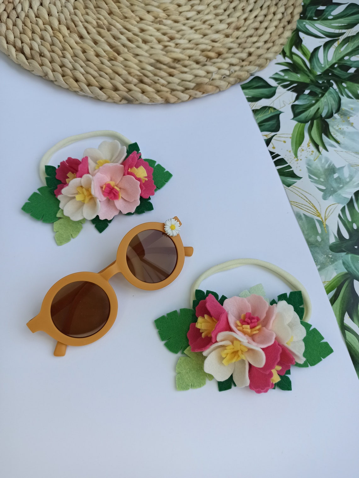 Aloha Baby Headband, Tropical Flower Crown With Felt Hibiscus, Baby ...