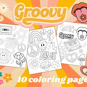 Coloring Pages With Groovy Theme, Cute Coloring Sheets, Good Vibes ...