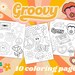 Coloring Pages With Groovy Theme, Cute Coloring Sheets - Etsy