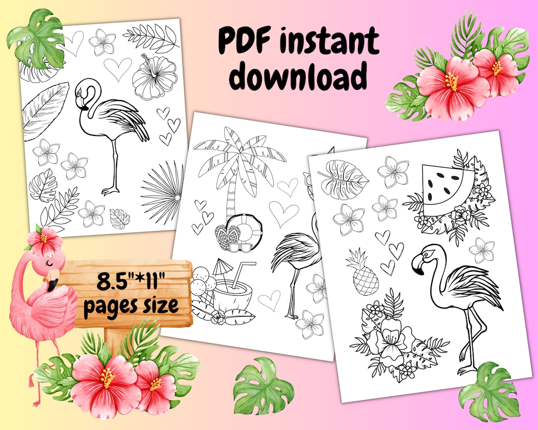 Flamingo Coloring Pages, Summer Coloring for Kids, Flamingo Birthday ...