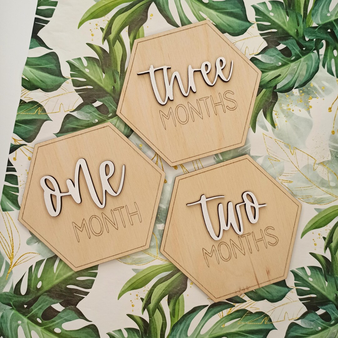 3D Wooden Monthly Milestone Discs, Wood Milestone Numbers for Newborn ...