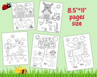 Printable Farm Coloring Pages for Kids, Farm Animals Coloring Sheets ...