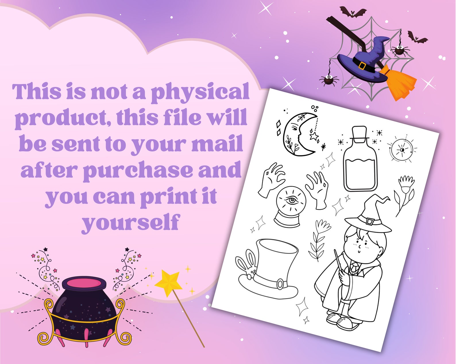 15 Witch Theme Coloring Pages, Magic Birthday Party Coloring Sheets - Etsy