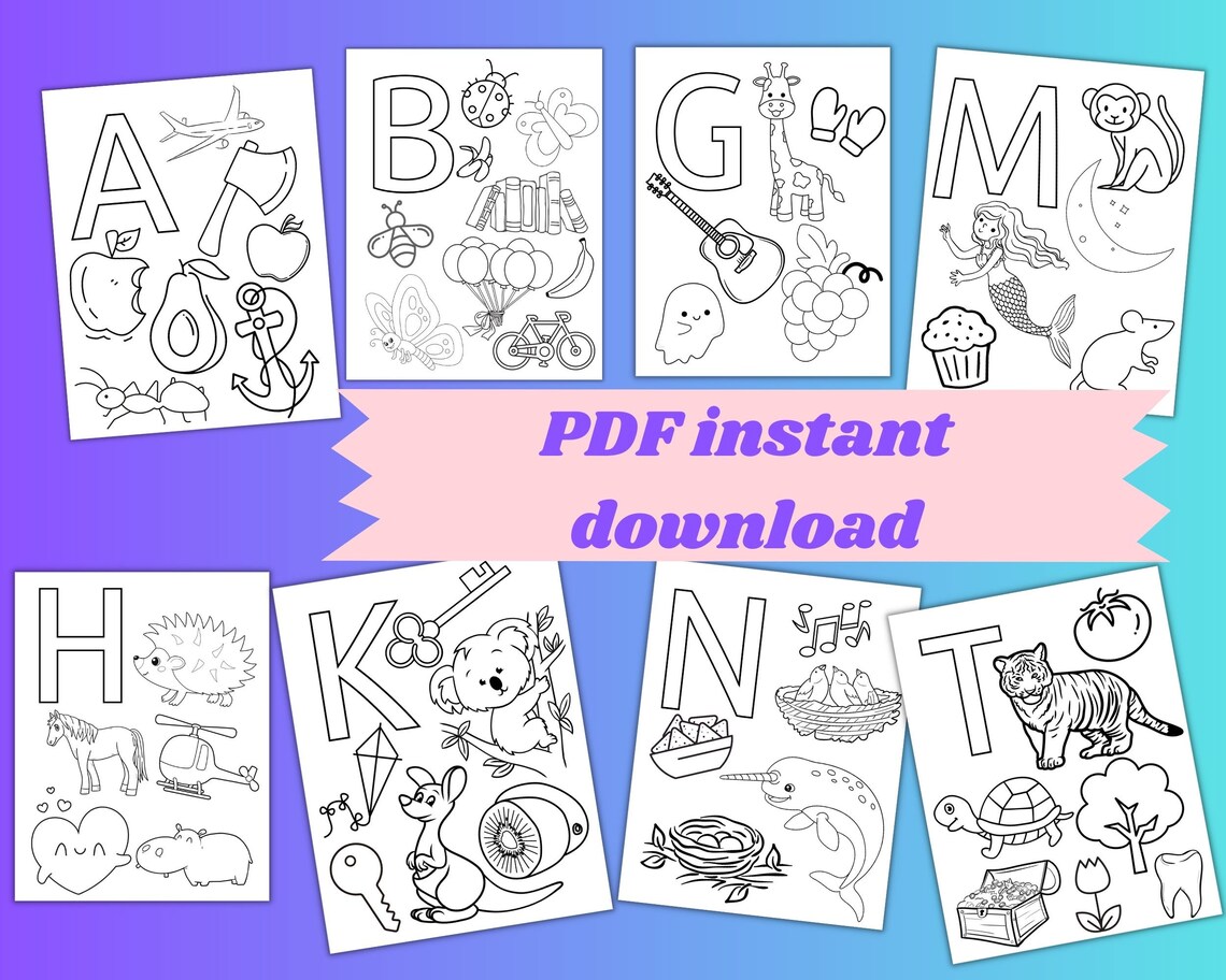 26 Alphabet Coloring Pages, Printable Coloring Alphabet - Etsy