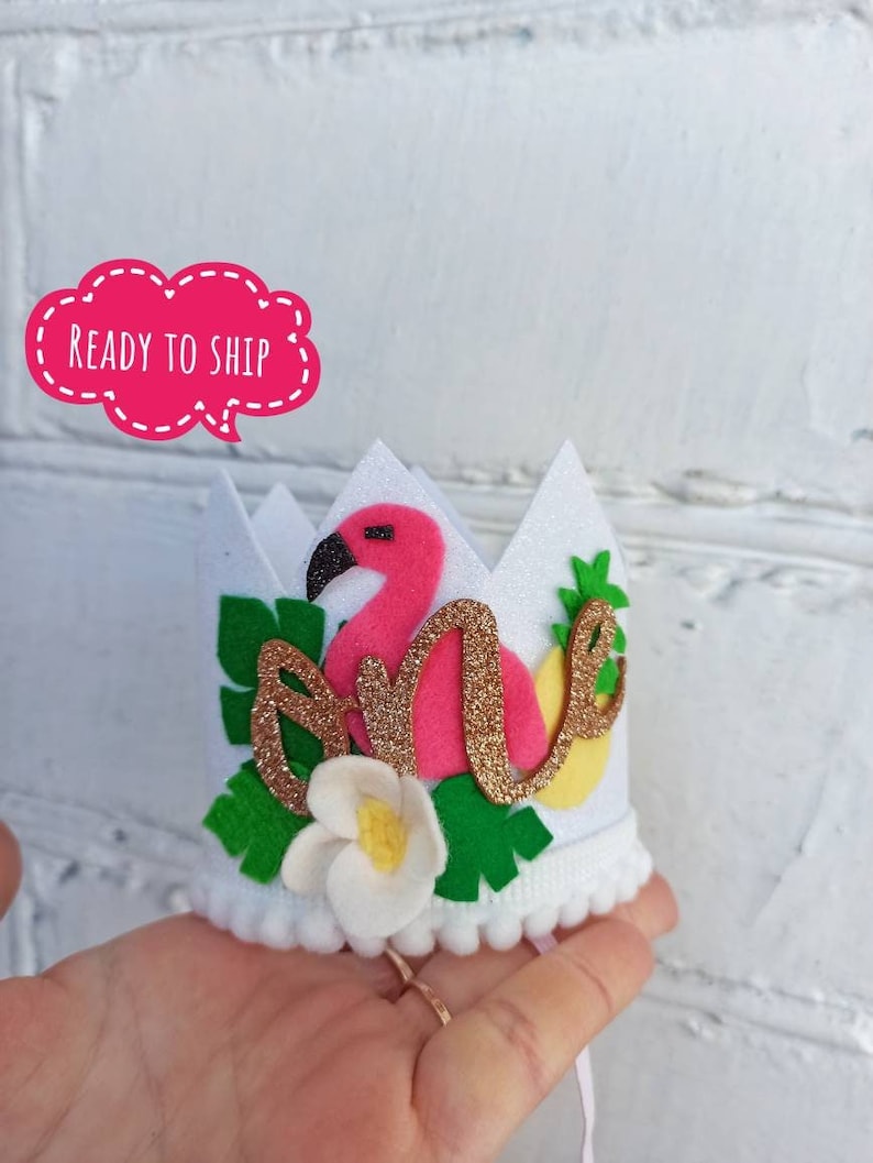 Flamingo Birthday Crown Girls Tropical Birthday Crown - Etsy