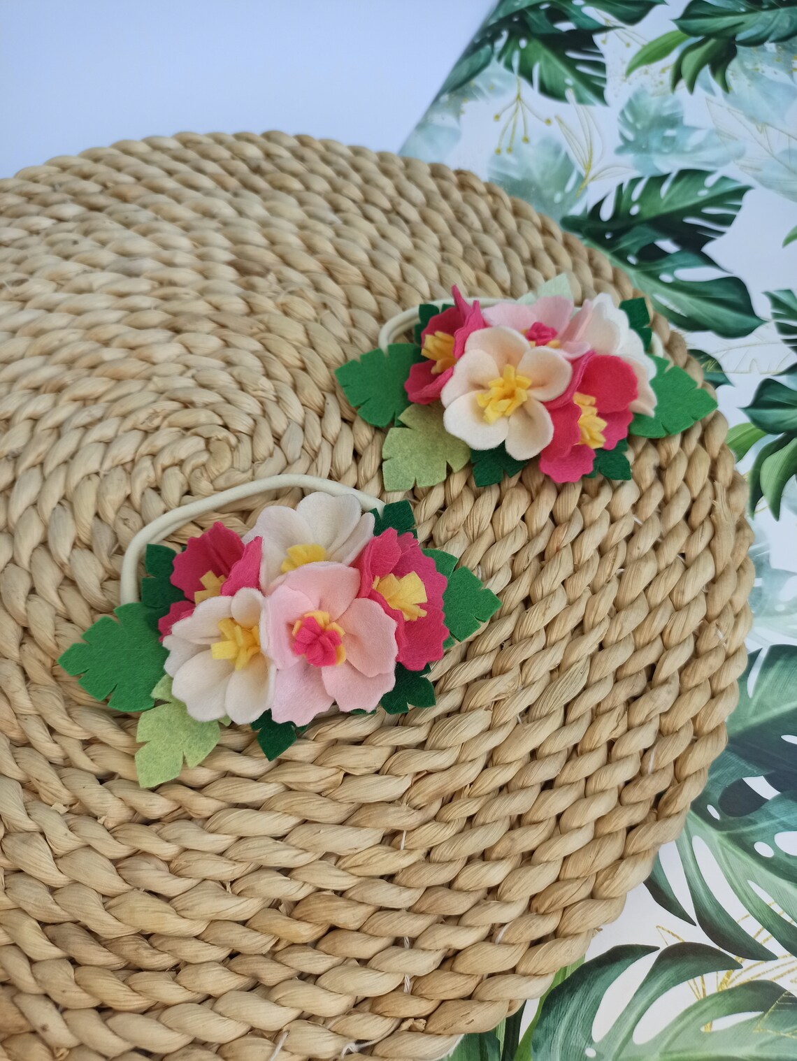 Aloha Baby Headband, Tropical Flower Crown With Felt Hibiscus, Baby ...