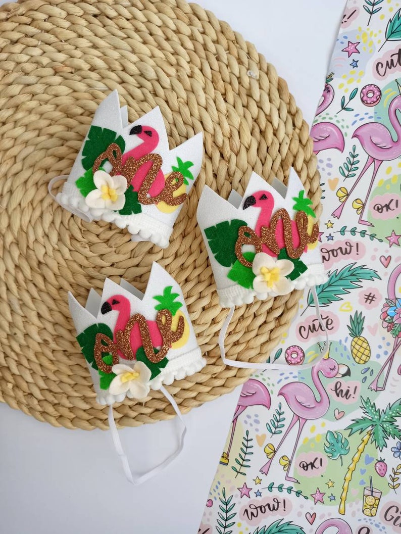 Flamingo Birthday Crown Girls Tropical Birthday Crown - Etsy