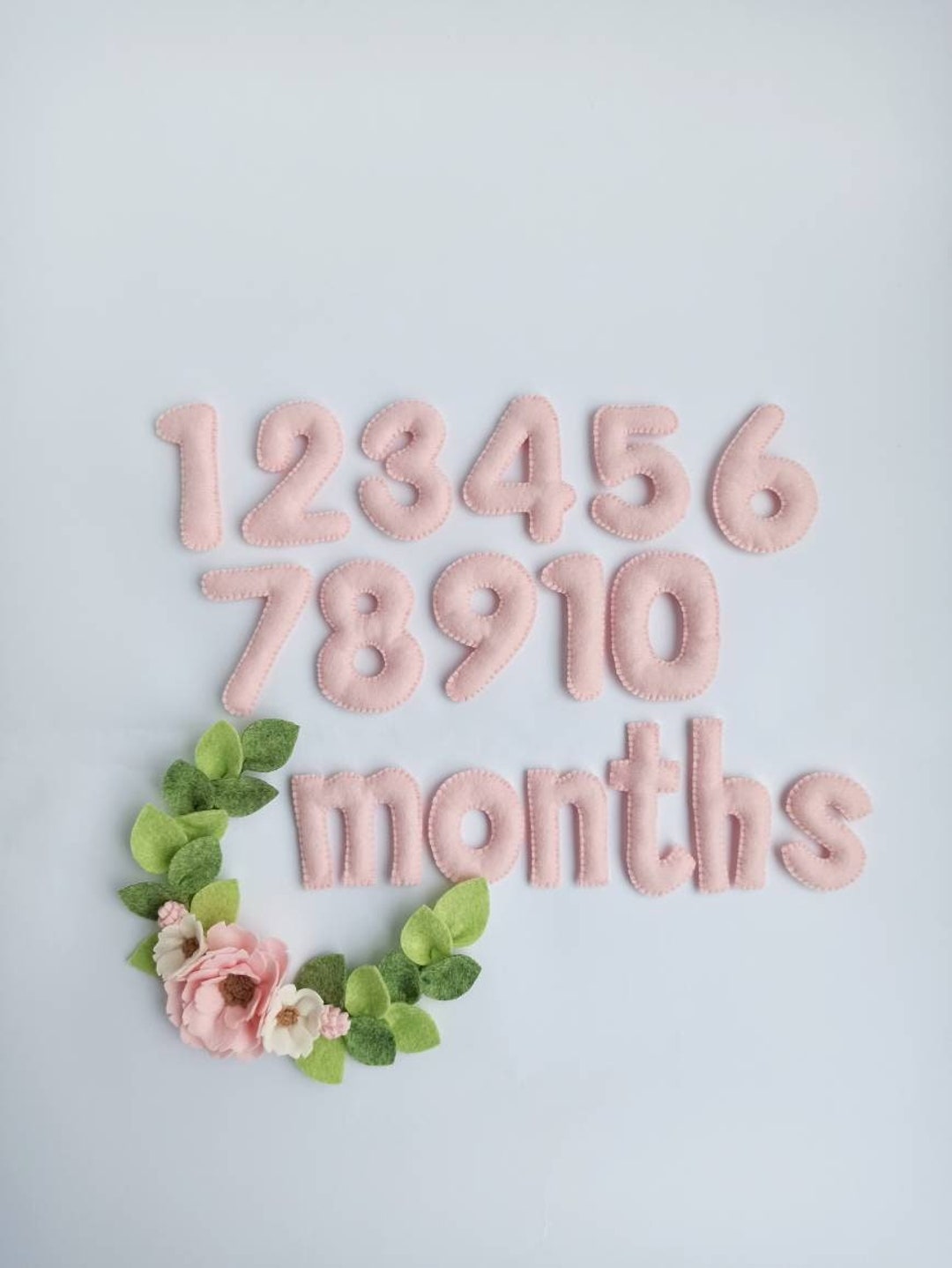Baby Girl Monthly Milestone Numbers, Felt Milestone Numbers, Newborn ...