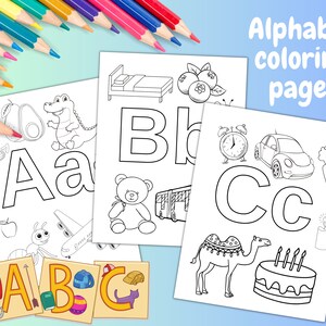 Alphabet Coloring Pages for Kids, Alphabet Tracing Cards, Printable ...