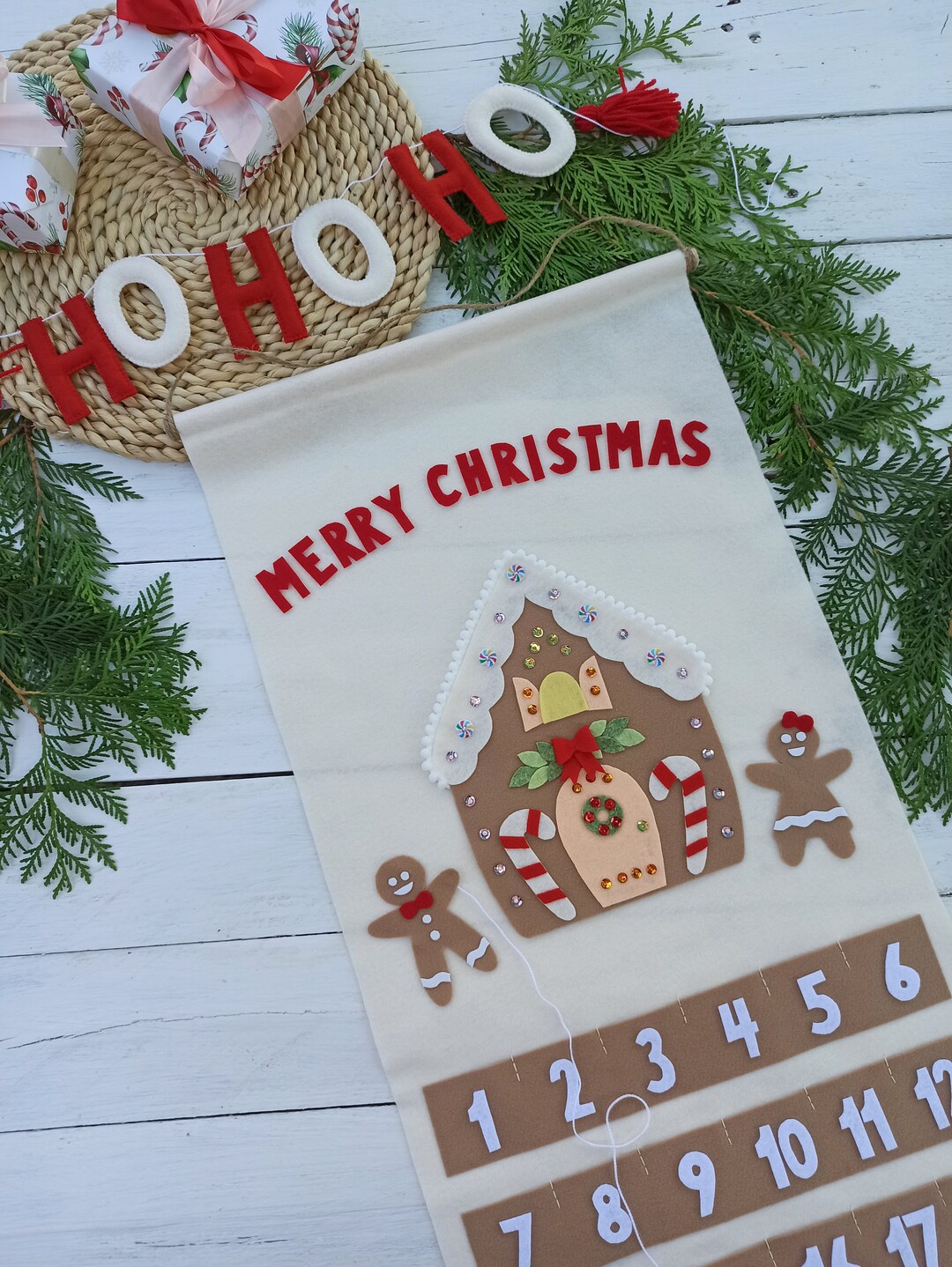 Personalized Advent Calendar With Gingerbread House Kids Room - Etsy