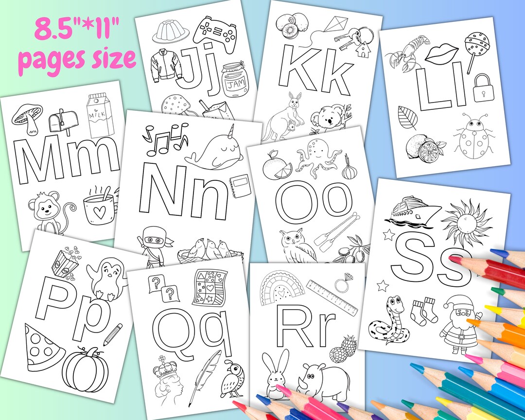 Alphabet Letters Coloring Pages, Easy Coloring for Kids, Coloring ...