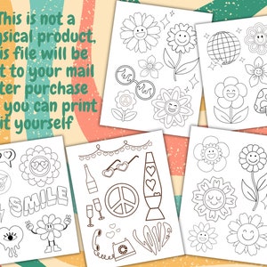 Coloring Pages Set With Groovy Theme, Retro Coloring - Etsy