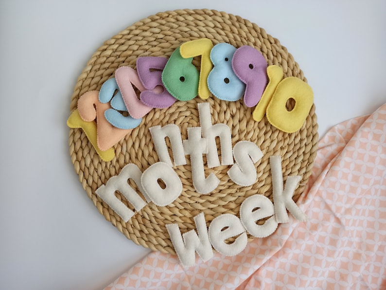 Baby Milestone Numbers, Felt Milestone Sign Baby, Baby 1st Weeks Photo ...
