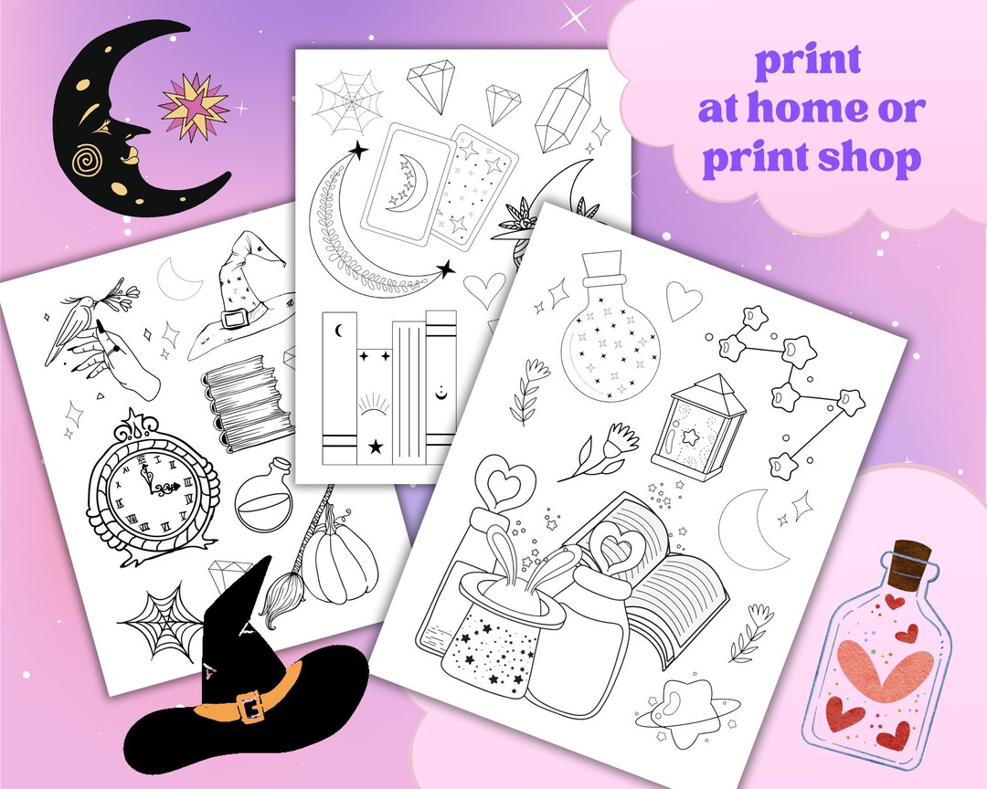 Halloween Witch Coloring, Moon Coloring Pages, Printable Coloring Pages ...