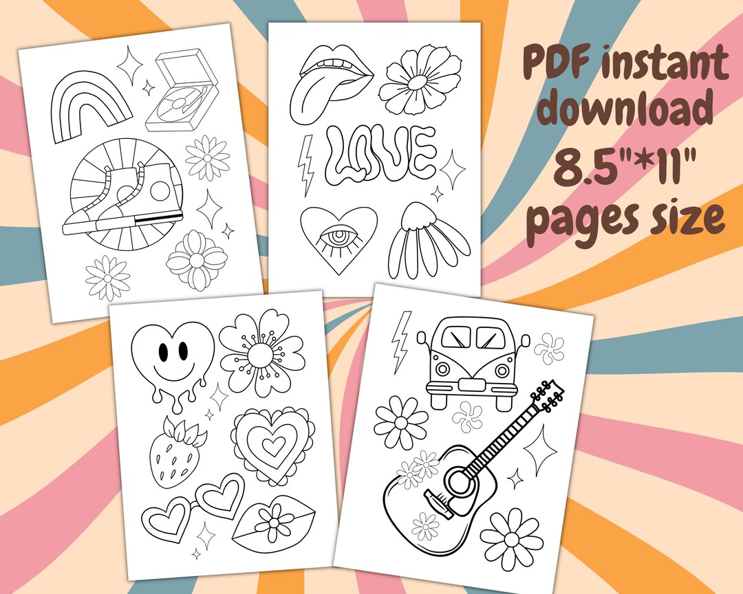 Disco Colouring Page, Groovy Birthday Coloring, 70s Coloring Page - Etsy