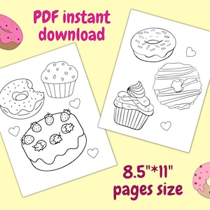 Donut Birthday Party Coloring Placemat for Kids, Cupcakes Coloring ...