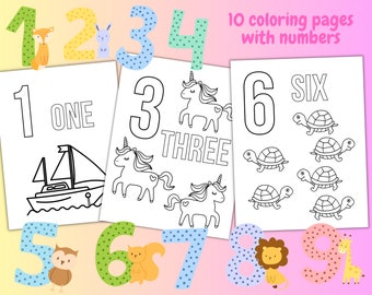 0 10 Numbers Printable Coloring Page Worksheets for Preschool ...