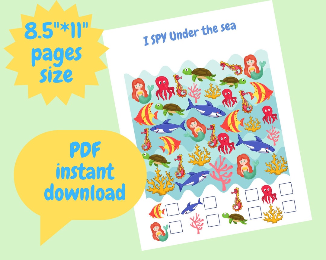 Under the Sea I SPY Games, Seek and Find Kids Games, Printable Games - Etsy