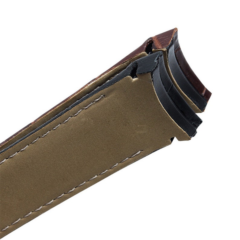 23mm Curved Black Genuine Leather Leather Watch Strap Fits Curvedend ...