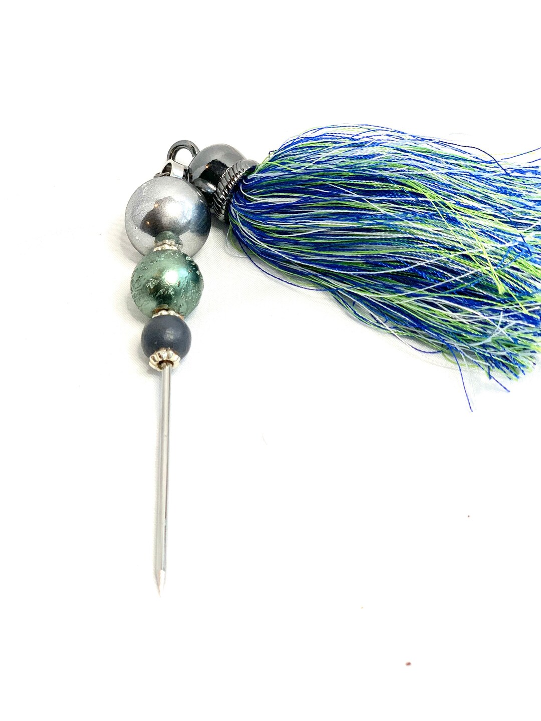 Silver, Blue and Green Beaded Cigar With Tri Colored Tassel Accessory ...